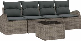 Sada zahradních pohovek 5 pcs 4-Seater Šedá polyratan 3354578