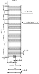 Novaservis - Koupelnový žebříkový radiátor 648W/230V 160x45 cm černá rovný