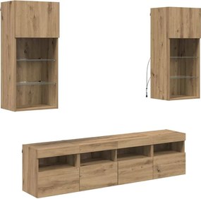 TV nástěnné jednotky s LED 5 ks Artisanový dub kompozitní dřevo 3402981