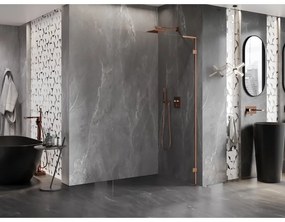 Mexen, Mexen Lunar L sprchová stěna pravá 60 x 200 cm, průhledná 8 mm, broušená měď - 830L-060-000-65-00-P