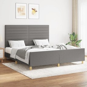 Rám postele bez matrace tmavě šedý 160 x 200 cm textil 3125147