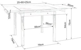 Rozkládací jídelní stůl 80-131 cm Gerardo (bílá + chromová) (pro 4 až 6 osob). 1050188