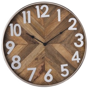 Dřevěné hodiny v kovovém rámu Mrionn - Ø 50*6 cm / 1*AA