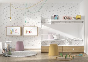 51mood - Dětský pokoj s patrovou postelí a nástěnnými sklopnými stolky