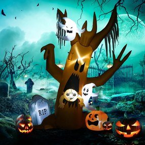 HOMCOM Halloween dekorace, 2,40 m vysoký strašidelný strom, samonafukovací, LED osvětlení, pro venkovní použití