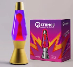 Mathmos Astro Gold, originální lávová lampa, zlatá s fialovou tekutinou a červenou lávou, 43cm
