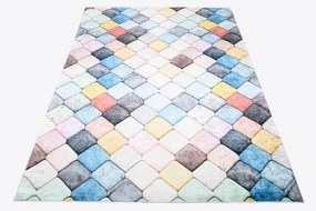 Kusový koberec pratelný TOSCANA 8001 Geometrický Moderní Kosočtverce pogumovaný vícebarevný Rozměr: 160x230 cm