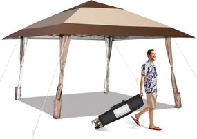 Costway 4 m x 4 m Patio Altán Canopy stan s koly, béžový