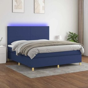 Box spring postel s matrací a LED modrá 160x200 cm textil 3135291