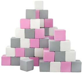 Pěnové kostky-sada 45 velkých pěnových kostek Pyramida pink white grey Barva: Růžová