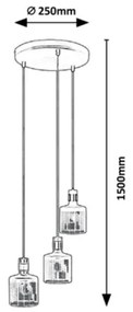 Rabalux - Lustr na lanku 3xE27/9W/230V