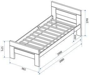 Masivní buková postel NEX 90 natur + oboustranná matrace + rošt