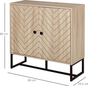 HOMCOM Kuchyňský Kredenc s 2 Dveřmi a Policemi - Úložný Kabinet pro Jídelnu, Obývací Pokoj a Ložnici, Moderní Styl 80x29,5x80 cm Přírodní Dřevo a Čer…