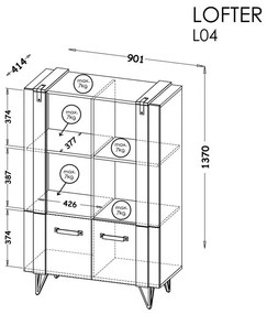 Regál LOFTER 04 Dolmar 90,1/137/41,3