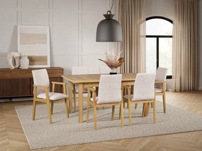 Jídelní sestava DX 35 odstín dřeva (židle + nohy stolu) bílá, odstín lamina (deska stolu) artisan, potahový materiál látka