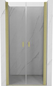 Mexen Otevírací sprchové dveře MIST (d+d) 120x200 cm 6 mm broušené zlato, průhledné, 8A7-120-000-55-00