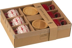 Dárková sada 6 espresso šálků s bambusovými podšálky Nutcrackers – 90 ml