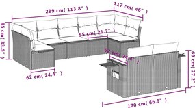 9dílná zahradní sedací souprava s poduškami černá polyratan 3252952