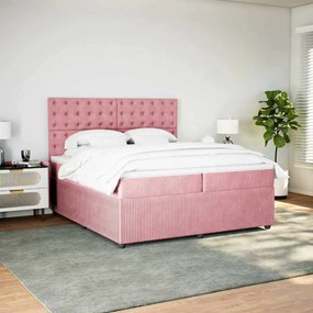 Box spring postel s matrací růžová 200x200 cm samet 3294747
