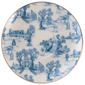 Bílo-modrý porcelánový šálek s podšálkem ok – 10x6 /  15x2 cm