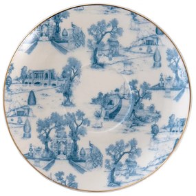 Bílo-modrý porcelánový šálek s podšálkem ok – 10x6 /  15x2 cm