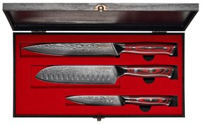 KATFINGER | Box Red Santoku | sada damaškových nožů 3ks
