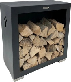 Černý ocelový dřevník Remundi, šířka 79 cm