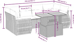 7dílná zahradní sedací souprava s poduškami černá polyratan 3272092