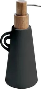 Spirella Organic matně černá / Dávkovač mýdla / keramika, akáciové dře