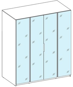 Šatní skříň KAJA 4LU | 200 cm | se zrcadly | VYSOKÁ | evoke/černá