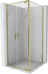 Mexen Exo, výklopná sprchová kabina, dveře 110 cm + boční stěna 110 cm, transparentní sklo, zlatá, 8182-110-110-50-00