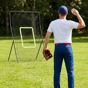 HOMCOM Baseball Rebounder PitchBack odrazová stěna s dopadovou zónou pro baseball a fotbal, přenosná, kovová, černá, 123 x 174 cm | Aosom.de