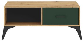 Konferenční stolek, dub artisan/tmavě zelená, LUGON LU8