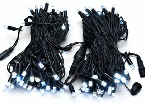 Easy Fix LED světelný řetěz, 20 m, venkovní, ledově bílá, 120 diod, černý kabel, IP67