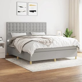 Box spring postel s matrací světle šedá 180 x 200 cm textil 3142673