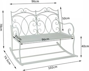 Goleto White zahradní houpací lavička kovová bílá