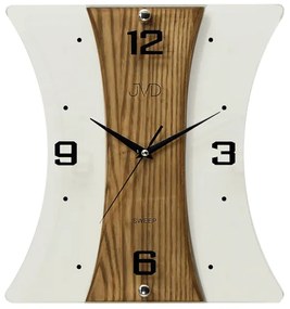 Nástěnné moderní skleněné dřevěné netikající tiché hodiny JVD NS16051/11