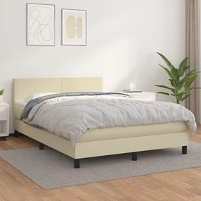 Box spring postel s matrací krémová 140x190 cm umělá kůže 3141001