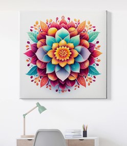 Obraz na plátně - Mandala oranžovo červený květ FeelHappy.cz Velikost obrazu: 80 x 80 cm