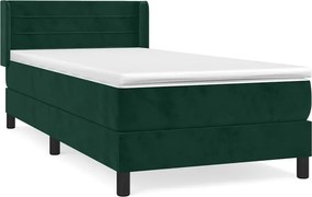 Box spring postel s matrací tmavě zelená 90x200 cm samet 3131000