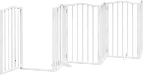 Zábrana pro psy s dvířky skládací 9 panelů bílá 450 cm topol 3155594