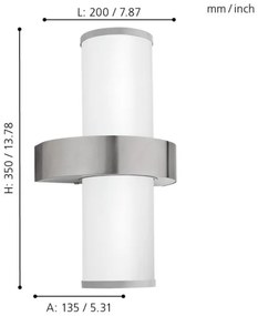 EGLO 86541 - Venkovní nástěnné svítidlo BEVERLY 2xE27/60W stříbrná / bílá IP44
