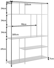 Designový regál Maille 185 x 135 cm čierny vzor mramor