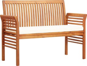 vidaXL 2místná zahradní lavice s poduškou 120cm masivní akáciové dřevo [45972] Barva: krémová