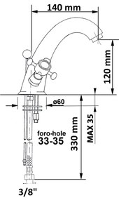 Sapho Antea 3276 umyvadlová baterie stojánková kohoutková bronz