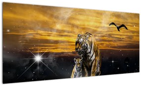 Lev a lvíče - obraz (100x40cm)