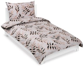 veratex Povlečení bavlněné s hotelovou kapsou List šedá, černá 140x200, 70x90 cm