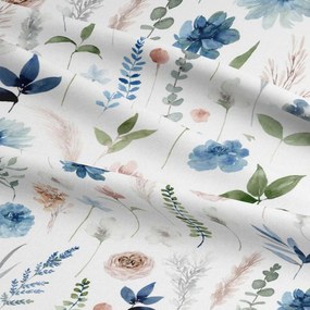 Perkálové bavlněné prodloužené povlečení Boho zahrada - modré Velikost: 140 x 220 + 70 x 90