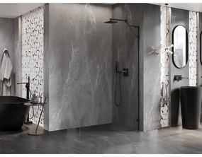 Mexen, Mexen Lunar L sprchová stěna pravá 90 x 200 cm, průhledná 8 mm, černá - 830L-090-000-70-00-P