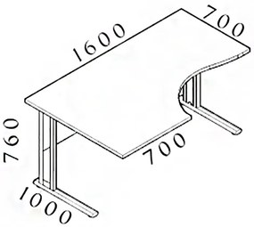 Ergonomický stůl Visio 160 x 100 cm, levý, bílá